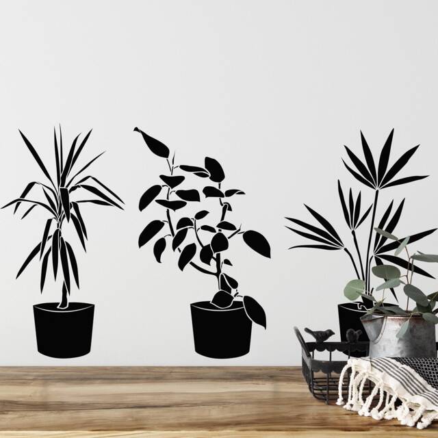 Plants Wall Decal, Botanical Stickers, Potted Plant Decor, in The Pot ...