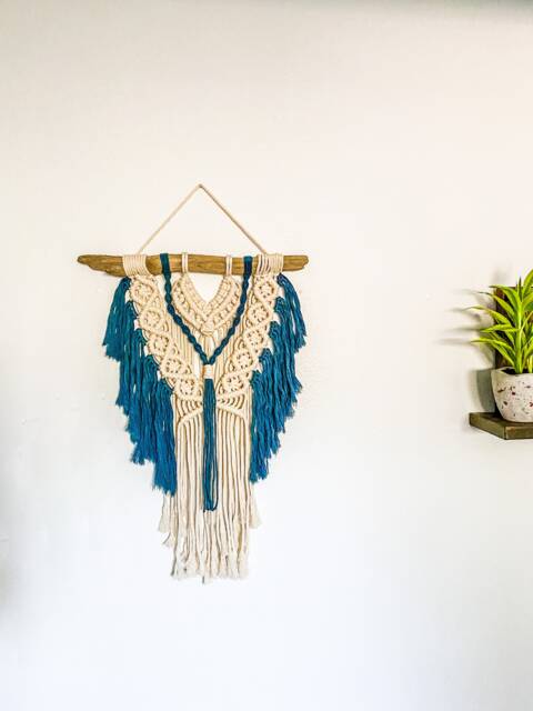 Macrame Wal Hanging, Coastal Decor, Boho Wall Art, Hanging Art, Blue ...