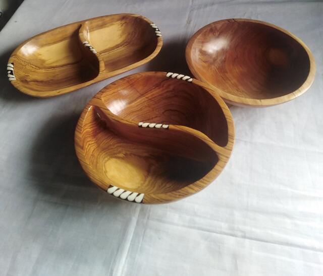Wholesale.handmade Olivewood & Borne Inlay Split Bowls Set Of 3 ...