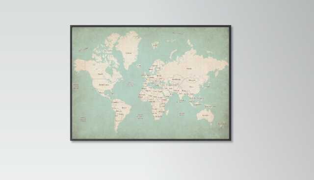 World Map Poster Print Home Wall Art Decor Old Style World Design by ...