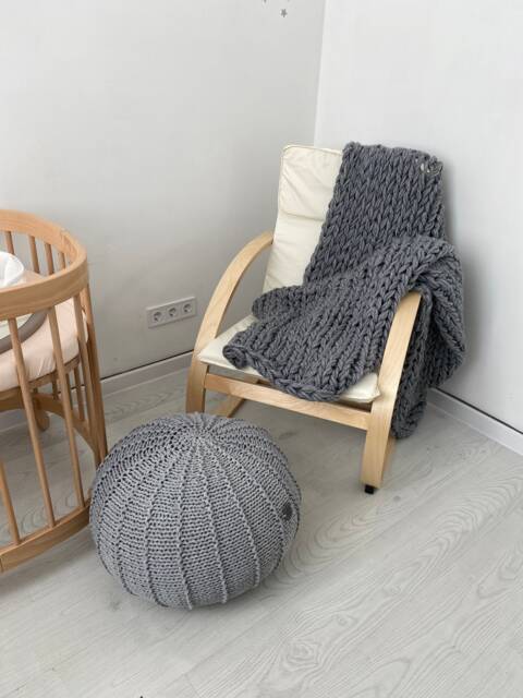 Floor Round Pouf, Chunky Handmade Christmas Gift, Knitted Poof, Pouf ...