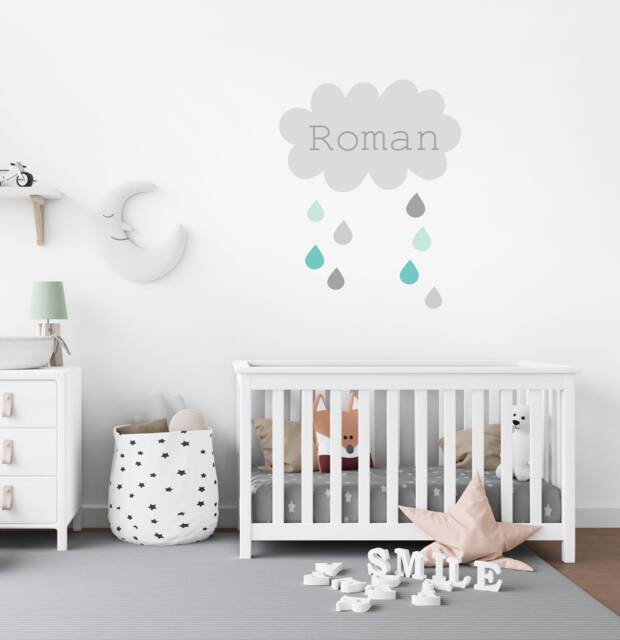Cloud & Raindrop Name Fabric Wall Stickers by Etsy | ufurnish.com