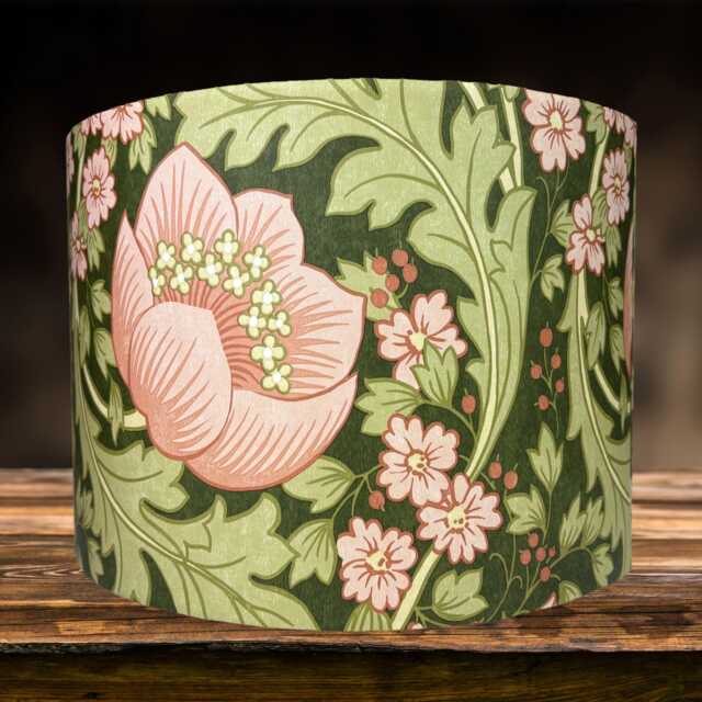 Vintage Floral Lampshade - Pink Flowers & Green Leaves Arts Crafts ...