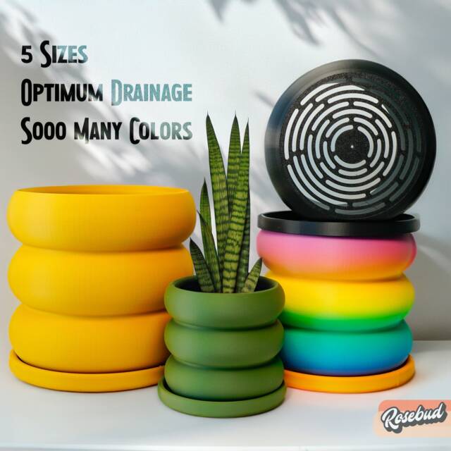 Bubble Plant Pot With Drainage & Saucer, Multiple Color Size Options ...