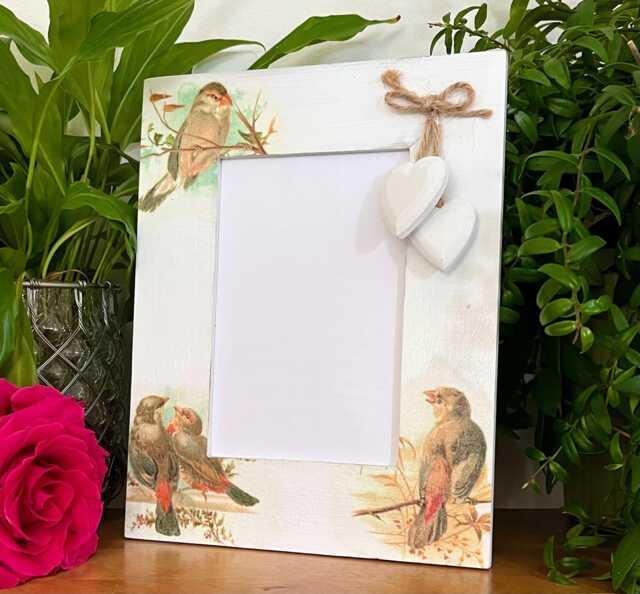 Beautiful Garden Birds Decoupaged Wooden Photo Frame With Hanging ...