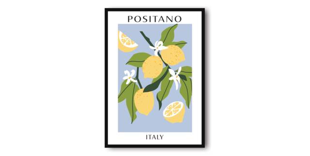 Positano Lemon Art Print Abstract Kitchen Fruit Poster by Etsy ...