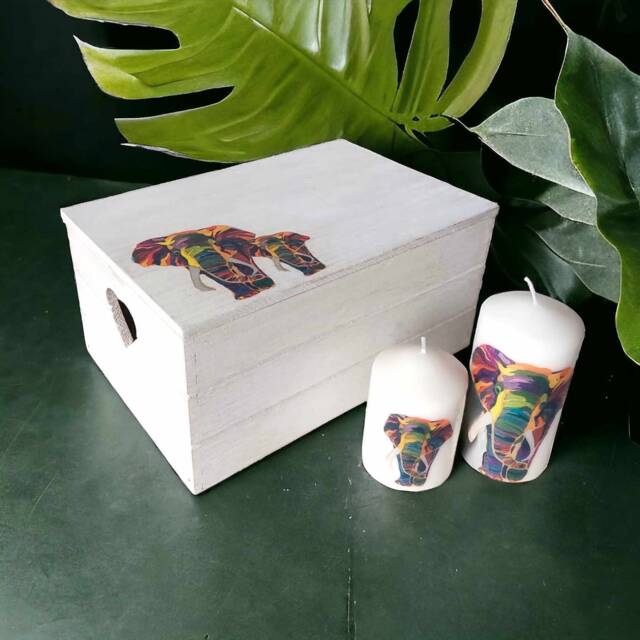Handmade Gift Set Elephant Candles Extra Large Storage Box With Lid ...