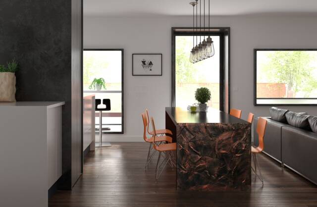 Contemporary Kitchen Island in Copper. Breakfast Bar. Dining Table by ...