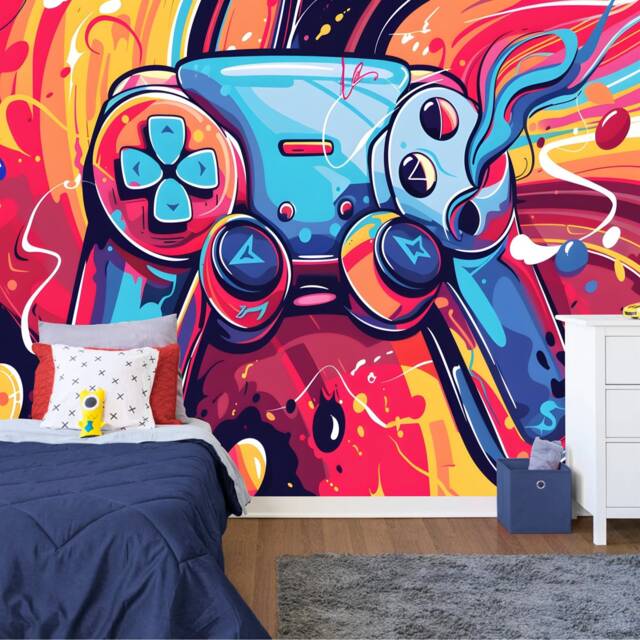 Games Theme Gaming Room Art, Game Controller Pads Decal Sticker Gift ...