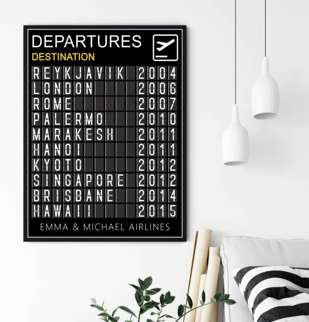 Personalised Custom Travel Poster, Departure Board, Airport Print, Gift ...