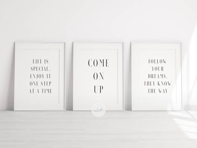 Staircase Set Of 3 Quote Prints, Hallway Entryway Stairs Wall Art ...