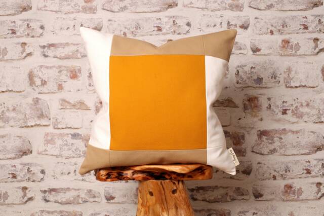 Bauhaus Mustard Color Block Cushion Cover Mid-Century Modern Geometric ...