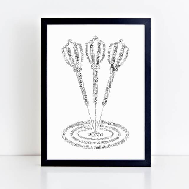 Personalised Set Of Darts Word Art Print - Sports Themed Birthday ...
