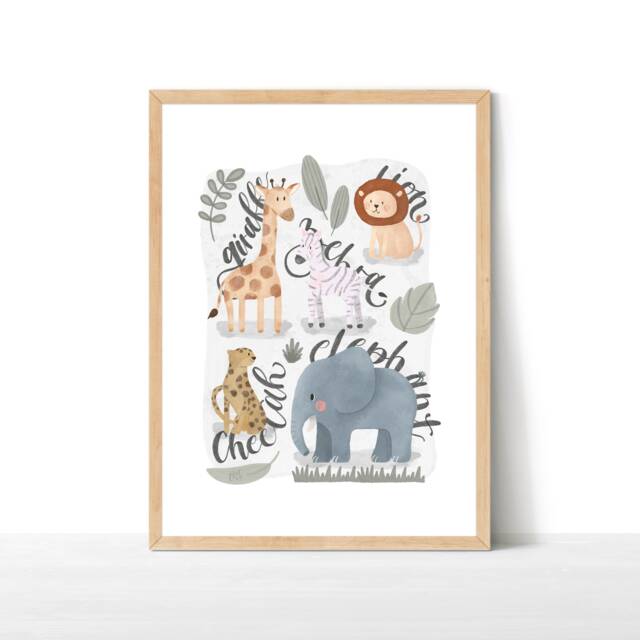 Safari Animals Guide Print, Nursery, Nursery Decor, Kids Affirmation ...