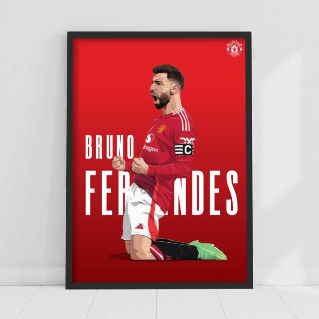 Manchester United Fc Print - Bruno Fernandes 24/25 Player Illustration ...