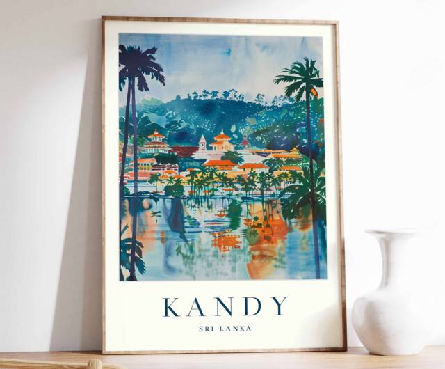 Kandy Poster, Travel Print, Sri Lanka Wall Art, Asian Tropical Decor ...