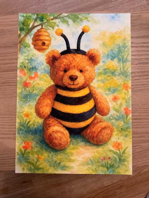 Jellycat Inspired Watercolour Bartholomew Bee Bear Style Print by Etsy ...