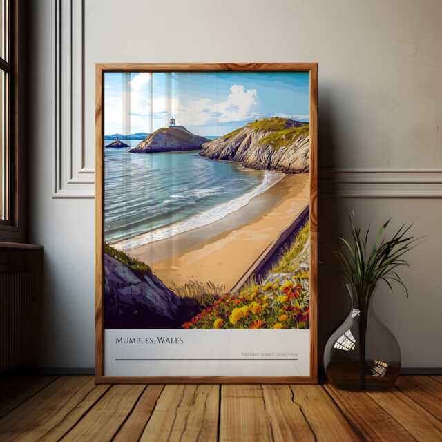 Mumbles Wales Beach Print, Gower Peninsula Poster, Cymru, Welsh UK ...