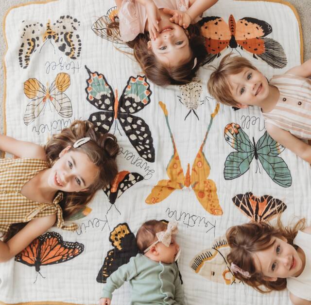Personalized Butterfly Cotton Muslin Throw For Kids - Family Tree Quilt ...