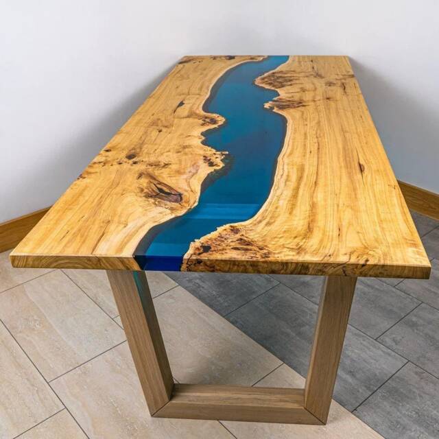 Natural Wood & Epoxy River Stream Table, Casting Living Room Family ...