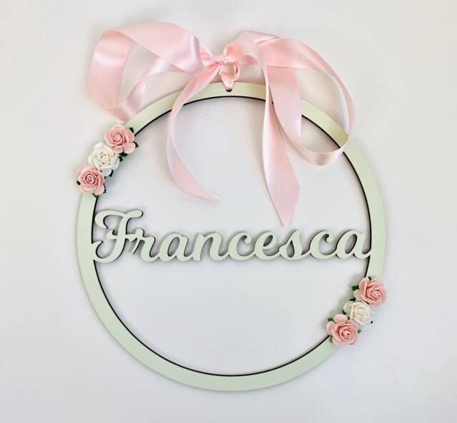 Personalised Name Hoop, Floral Nursery Wall Hanging, Business Hoop Sign ...