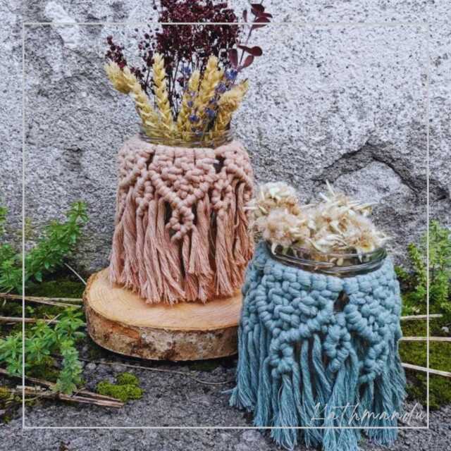 "Large Handmade Boho Macrame Lantern - Boho Tealight Bohemian Flower Vase Table Decoration Gift ...