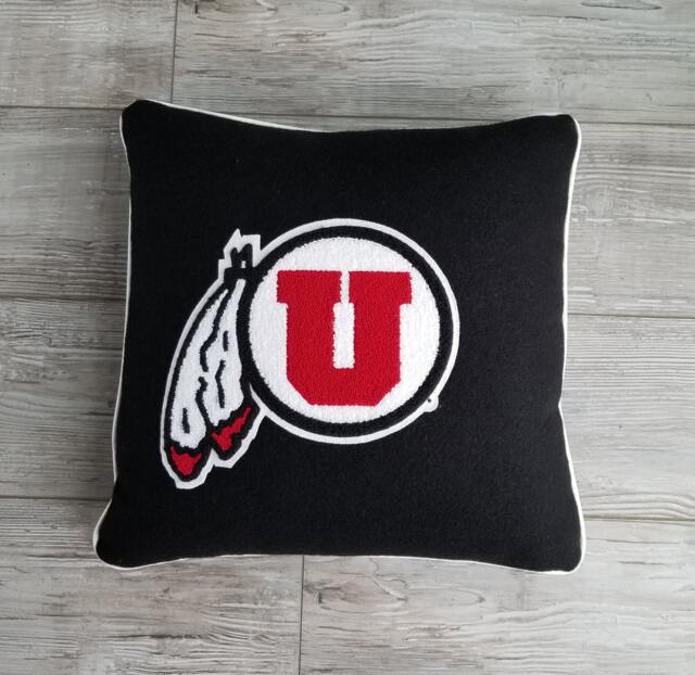 University Of Utah, Black Drum & Feather Letterman Pillow, Utah Utes ...