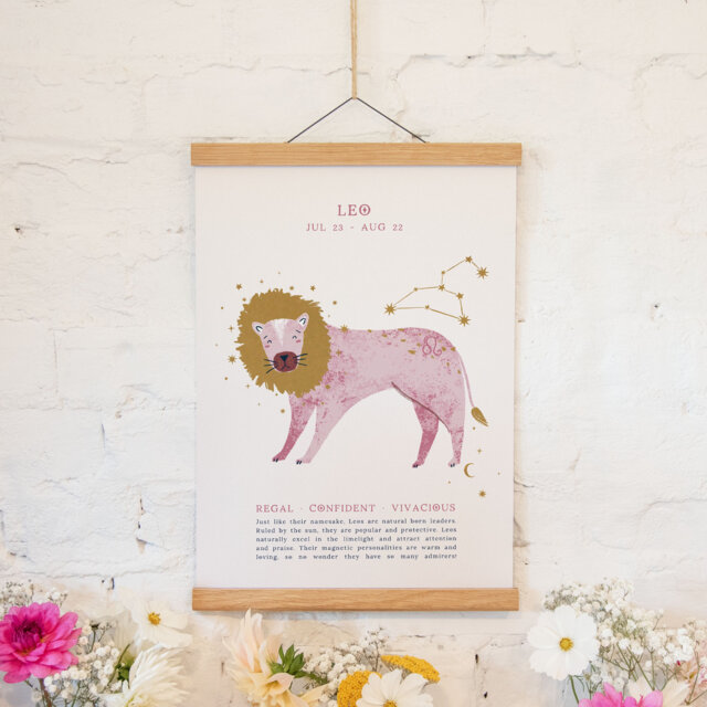 Leo Poster Print - Hand Illustrated Birthday Gift Unique Art For Zodiac ...
