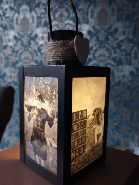 Hand Made Personalised Photo Lantern/Lamp. Light Up Photos.remembering ...