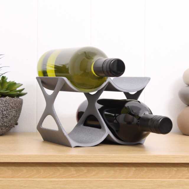 4-Bottle Grey Edgy Countertop Wine Rack, Unique Free Standing Holder by ...