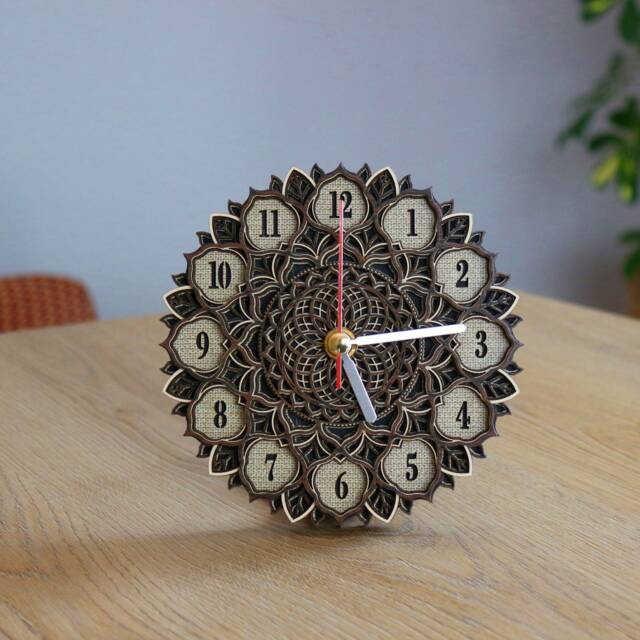 Mandala Wooden Table & Desk Clock, Office Mantel Shelf Housewarming ...