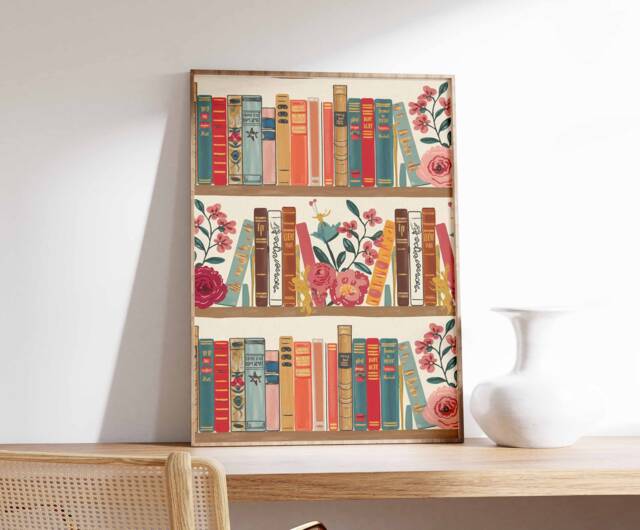 Vintage Library Poster, Book Art, Reading Lovers Gift, Antique Wall ...