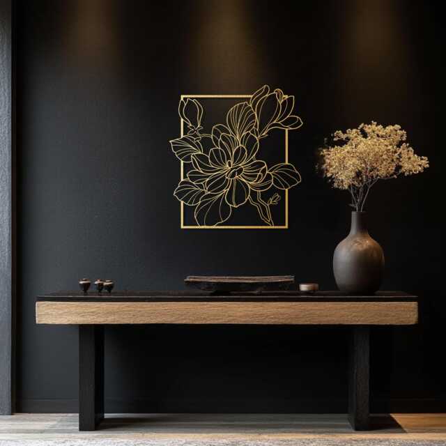 Gold Magnolia Metal Wall Art Minimalist Floral Decor by Etsy | ufurnish.com