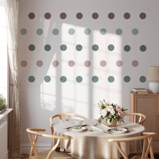 Printed Polka Dot Fabric Nursery Wall Stickers Neutral Tone Decals Eco ...