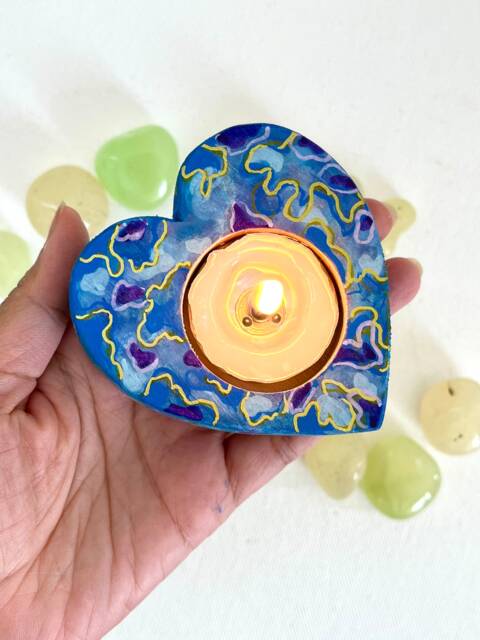Hand-Painted Heart Tea Light Holders Handmade Valentine's Gift Romantic ...