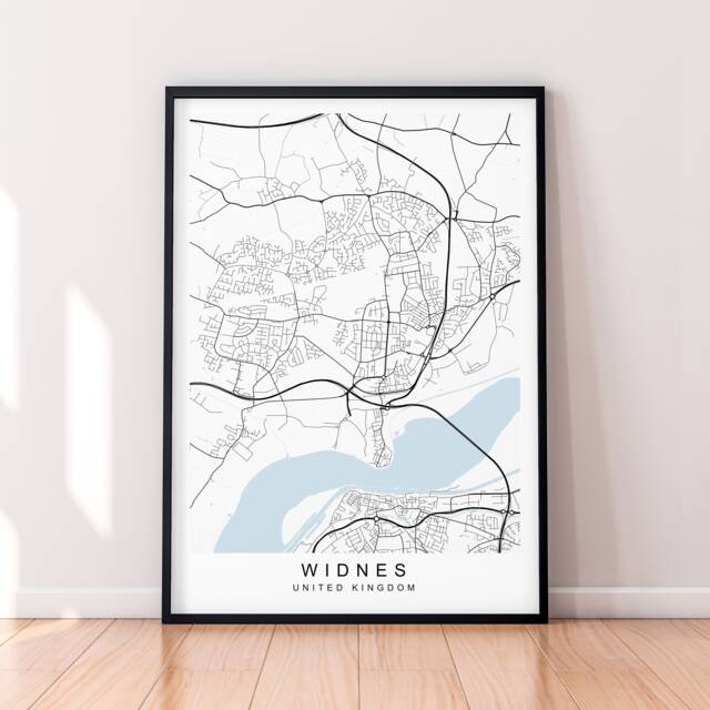 Widnes Town England Map Print Poster Minimalist Home Decor UK Wall Art ...