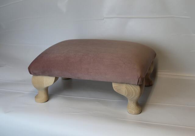 Low Queen Anne Footstool Pouffe - Plush Velvet Blush Pink Stool- Foot ...
