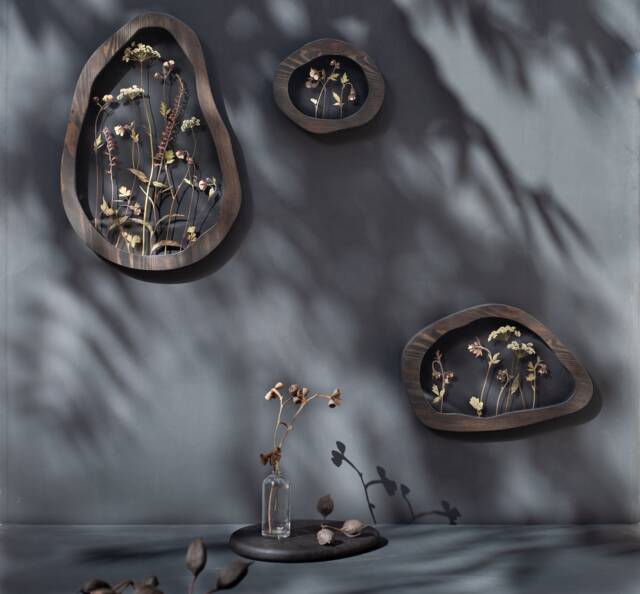 Set Of Pressed Flower Frames - Wavy Pressed Flower Art Wall Decor Set ...