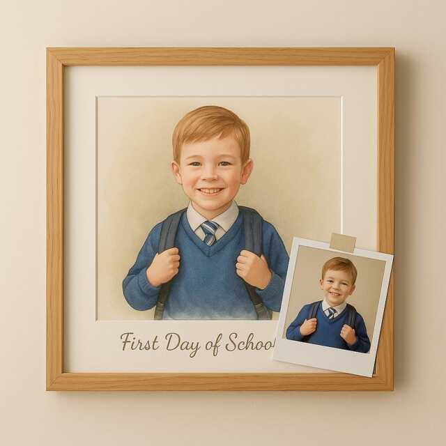 Custom Watercolor First Day Of School Portrait - Hand-Made Milestone ...