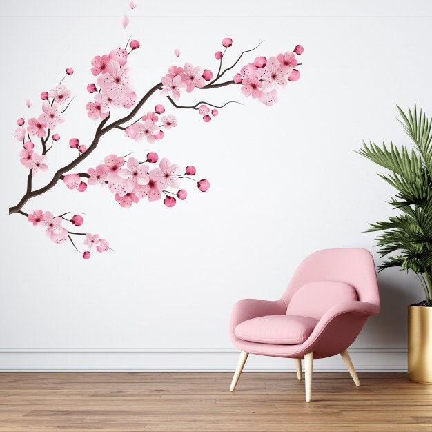 Cherry Blossom Wall Decal - Art Mural Tree Du029 by Etsy | ufurnish.com