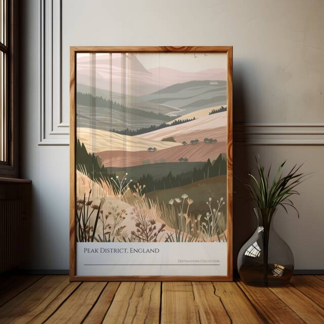 Peak District National Park Poster, Derbyshire Art, Landscape Poster ...