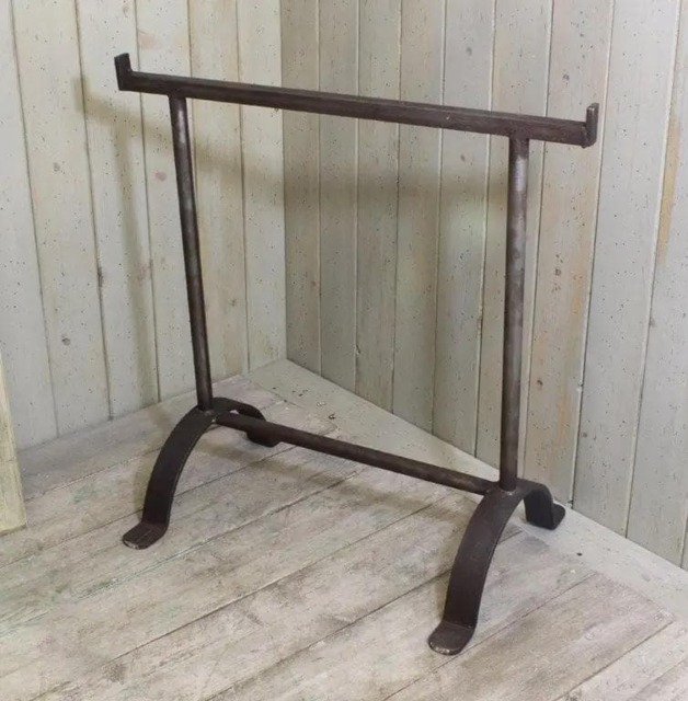 For??t Vintage Steel Trestle Lipped Underframe Leg Support Cast Iron ...