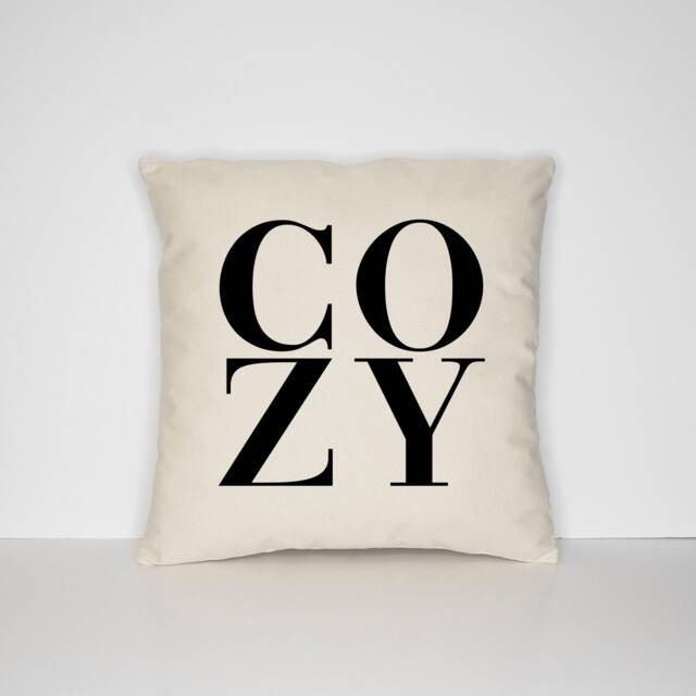 Cozy Typography Pillow Cover Modern Print, Cotton Canvas by Etsy ...