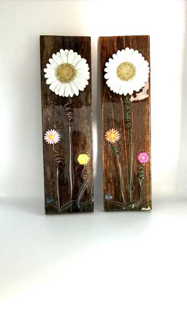 Rustic Flower Wall Decor, Ceramic Flowers With Dried Flowers, Flower ...