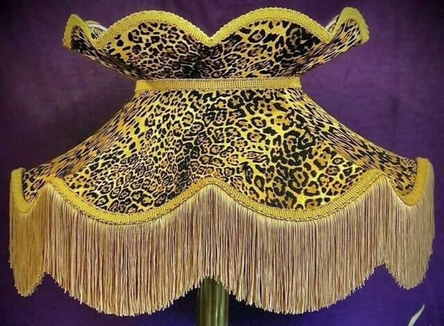 Leopard Animal Print & Gold Victorian Crown Top Fabric Lampshade For ...