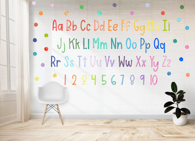 Watercolor Rainbow Alphabet Wall Decal Set Upper Case Lower Numbers ...