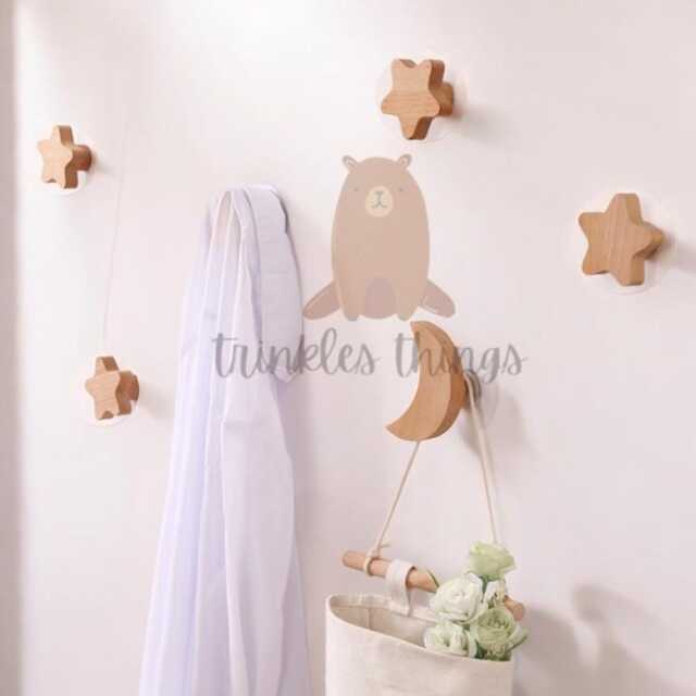 Wooden Decorative Hooks, Creative Kids Decor, Suction Wall Star, Hanger, Night Sky Accessories ...