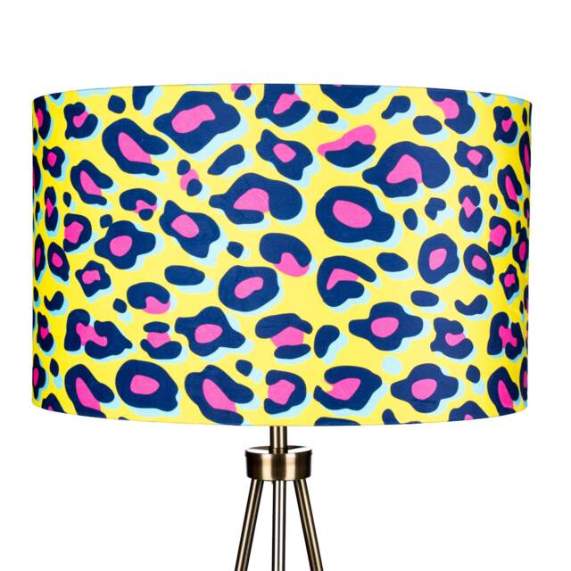 Lampshade Animal Leopard Print Velvet - Yellow & Pink Drum Lamp Shade ...