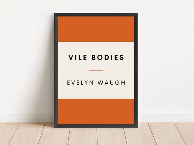 Vintage Book Cover Poster - Vile Bodies Evelyn Waugh Classic Literature ...