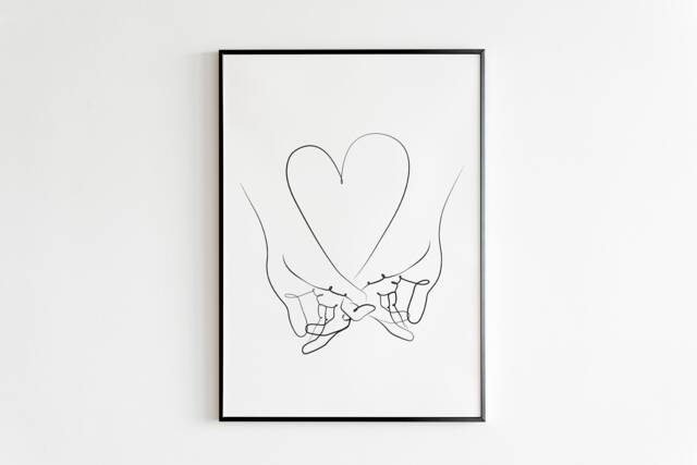 Pinky Promise - With Heart - Line Art, Hands, Personalised Art by Etsy ...